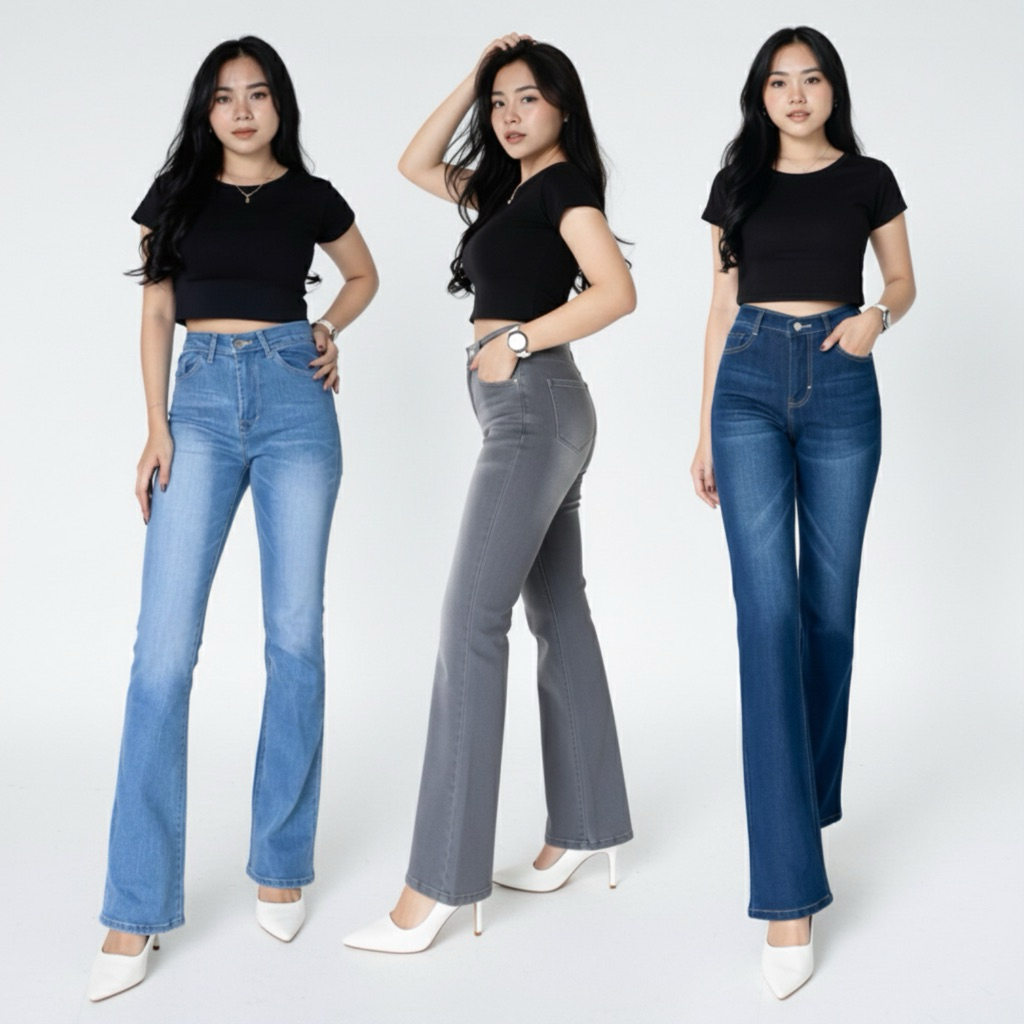 Jual Dzikro Jeans - Celana Jeans Wanita Cutbray Highwaist Stretch Melar ...
