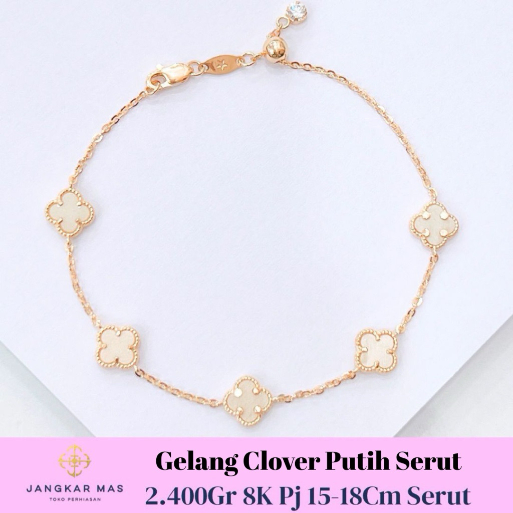 Jual GELANG CLOVER SERUT PUTIH PEARL 8K 2.400GR | Shopee Indonesia