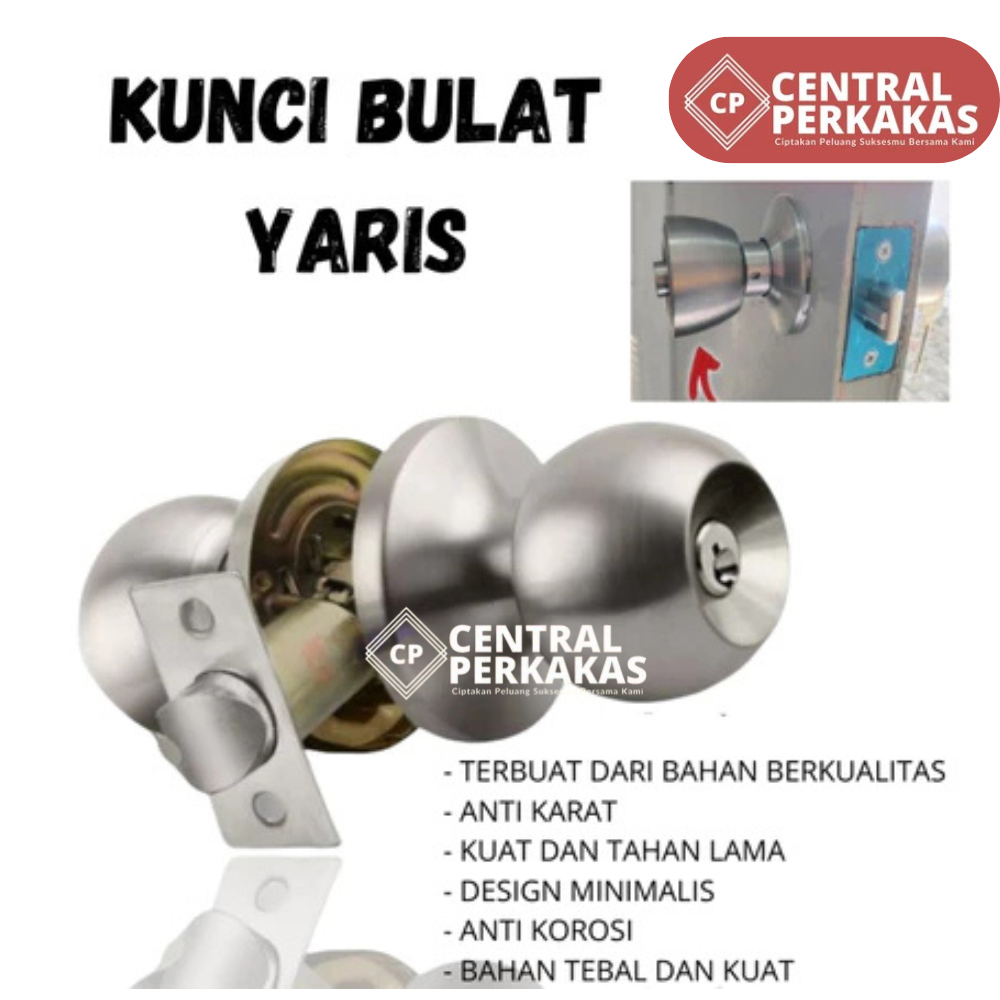 Jual Handle Kunci Bulat Stainless Steel Anti Karat / Kunci Bulat Pintu ...