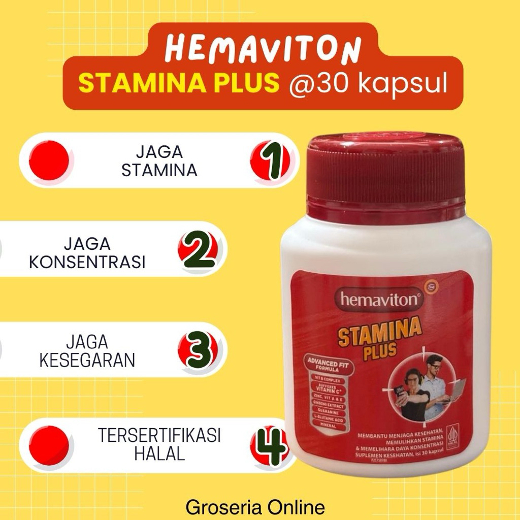 Jual Hemaviton STAMINA PLUS - Kemasan Botol isi 30 Kapsul | Shopee ...