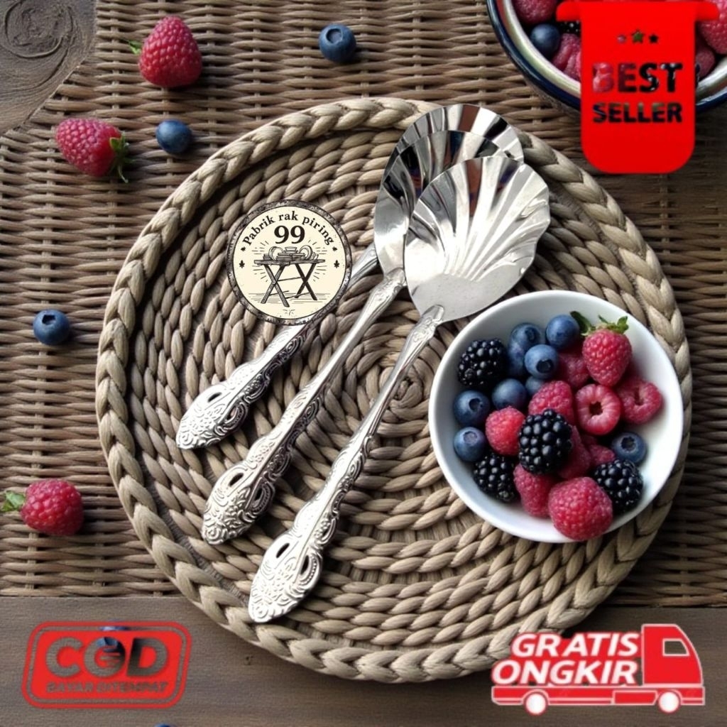 Jual [PRP] 1 lusin sendok kerang wayang stainless steel / centong sayur ...