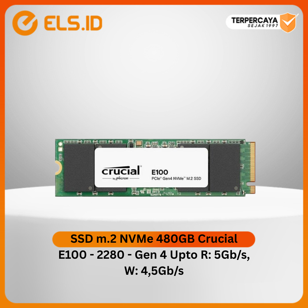 Jual SSD m.2 NVMe 480GB Crucial E100 - 2280 - Gen 4 Upto R: 5Gb/s, W: 4 ...