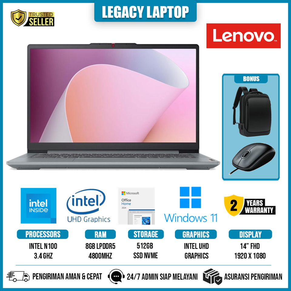 Jual Laptop Lenovo Ideapad Slim 3 14 Intel N100 Ram 8GB 512GB SSD 14 ...