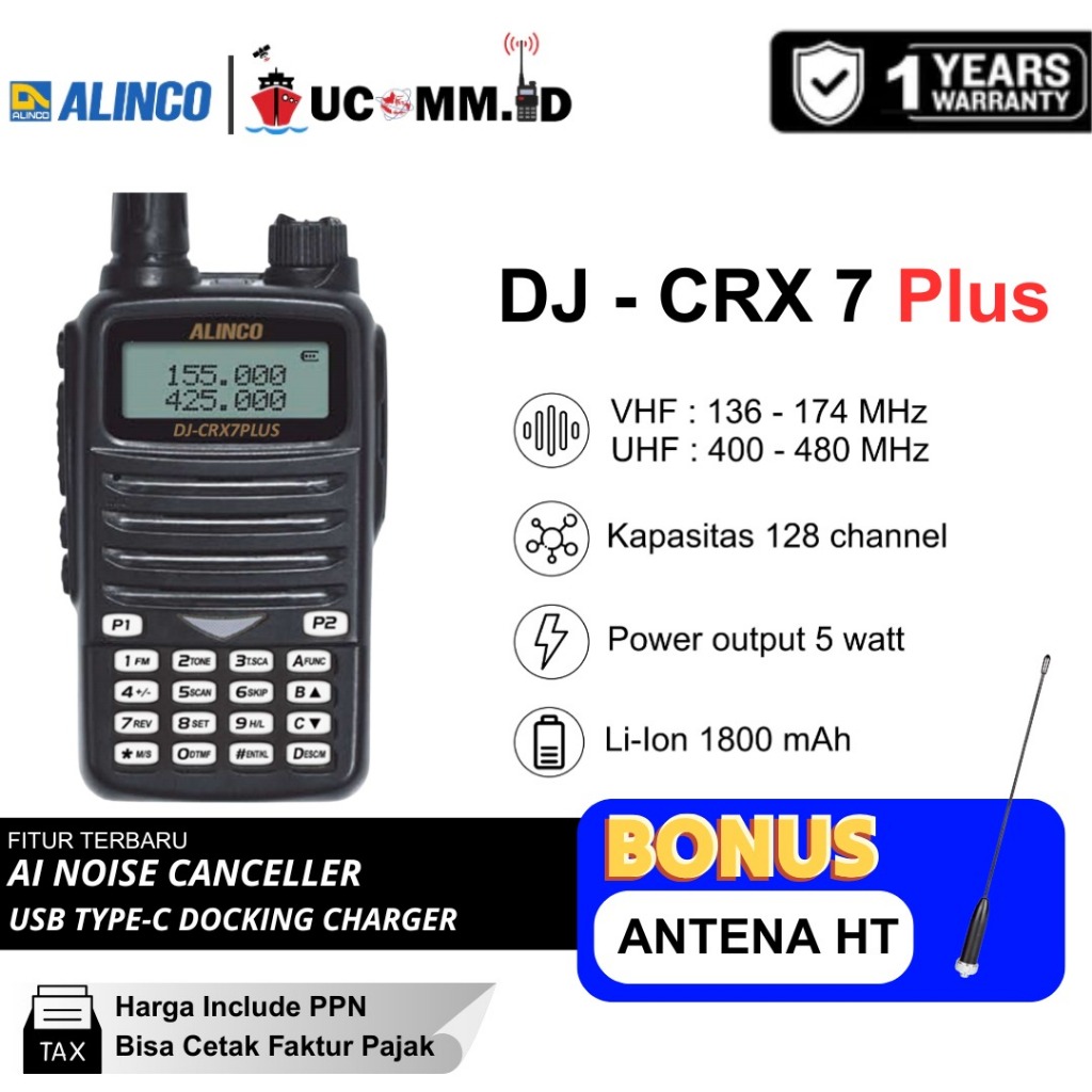 Jual ALINCO DJ CRX 7 Plus DJCRX7 Type C DualBand VHF UHF 128 Channel ...