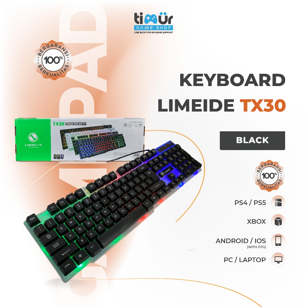 Jual Keyboard Gaming PC Limeide TX30/11 Metal Multicolor Backlight LED ...