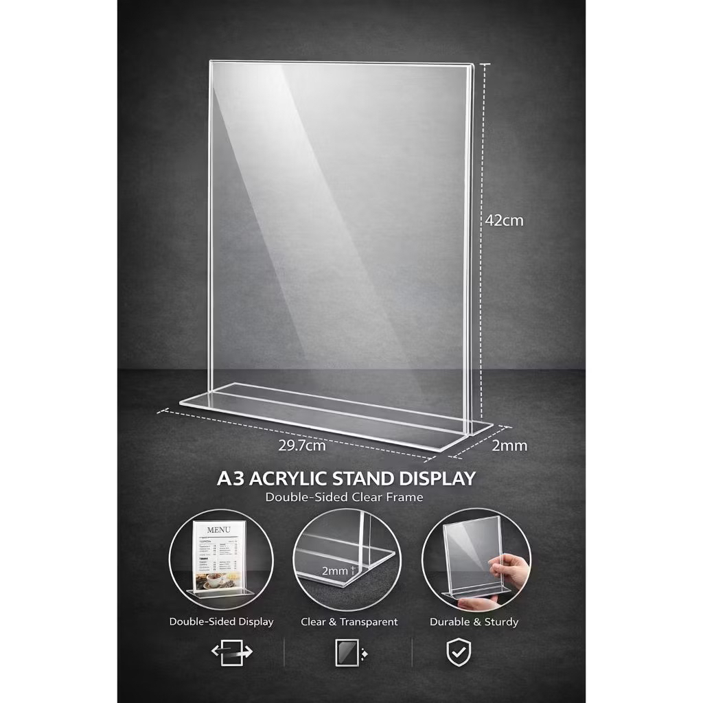 Jual Display Brosur Akrilik / Stand Holder Brosur Acrilyc A3 ukuran 29 ...