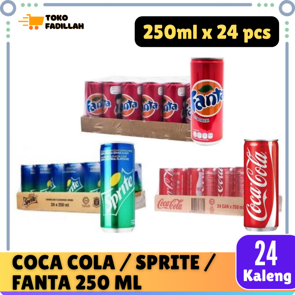 Jual Coca Cola Sprite Fanta Kaleng 250ml x 24 pcs [1 Dus] | Shopee ...