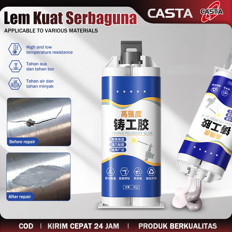 Jual CASTA Lem AB Besi 85g Tahan Panas & Oli, Perekat Super Kuat Untuk ...