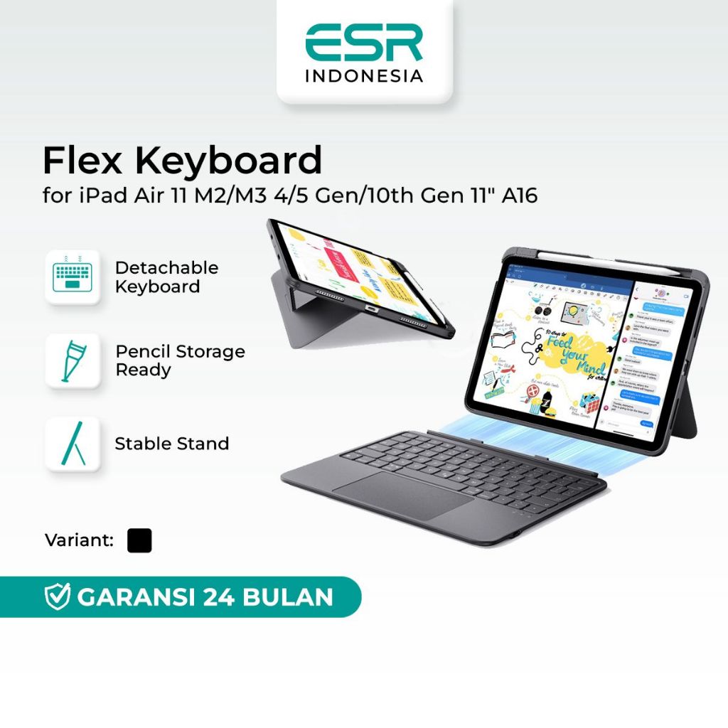 Jual ESR Flex Keyboard Case Detachable iPad Air 4/5th gen iPad Air 11 ...