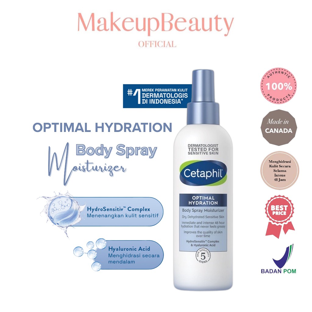 Jual CETAPHIL Optimal Hydration Body Spray Moisturizer 207ml | Shopee ...