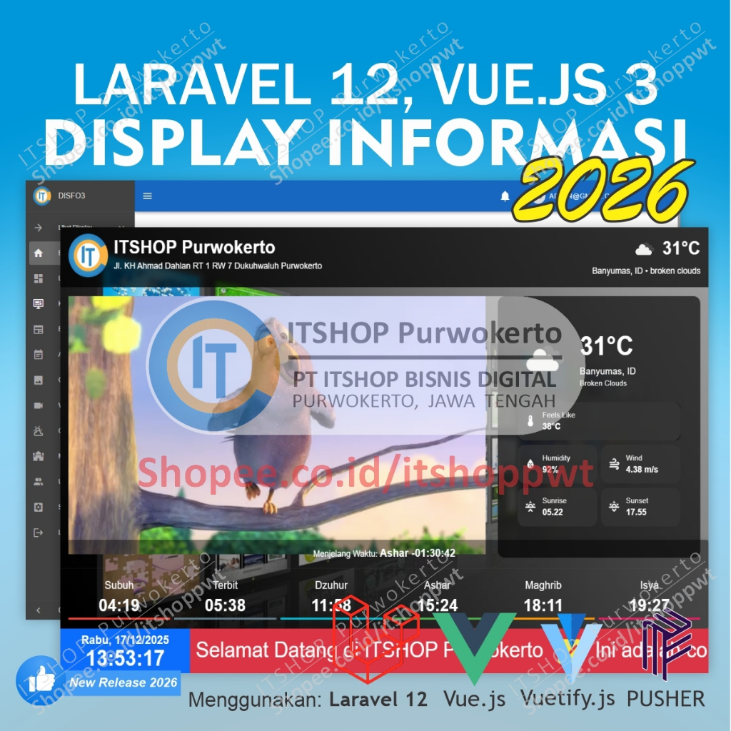 Jual Source Code Aplikasi Web Display Informasi DISFO versi 2026 PUSHER ...