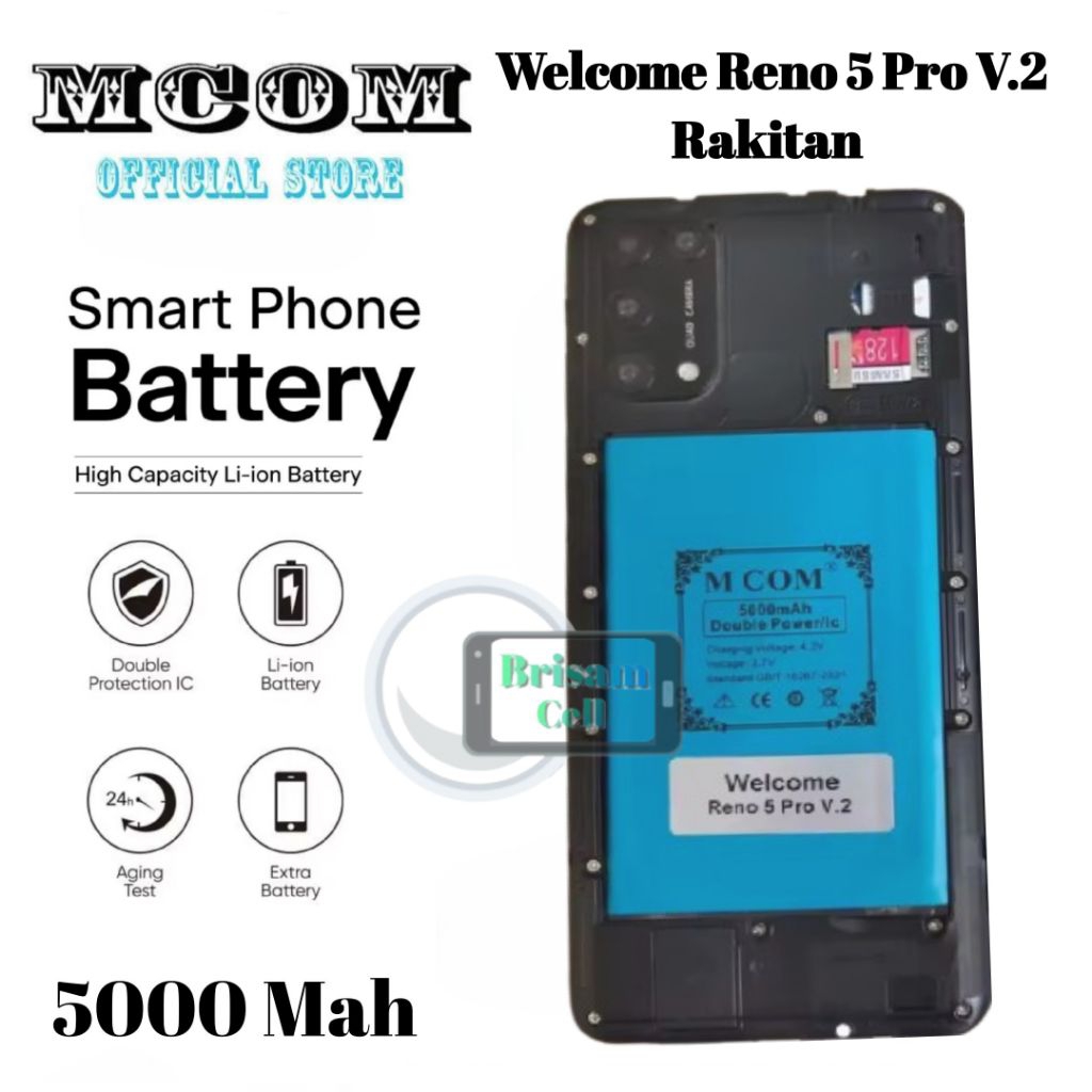 Jual Baterai MCOM for Welcome Reno 5 Pro V.2 Double Power 5000mAh ...