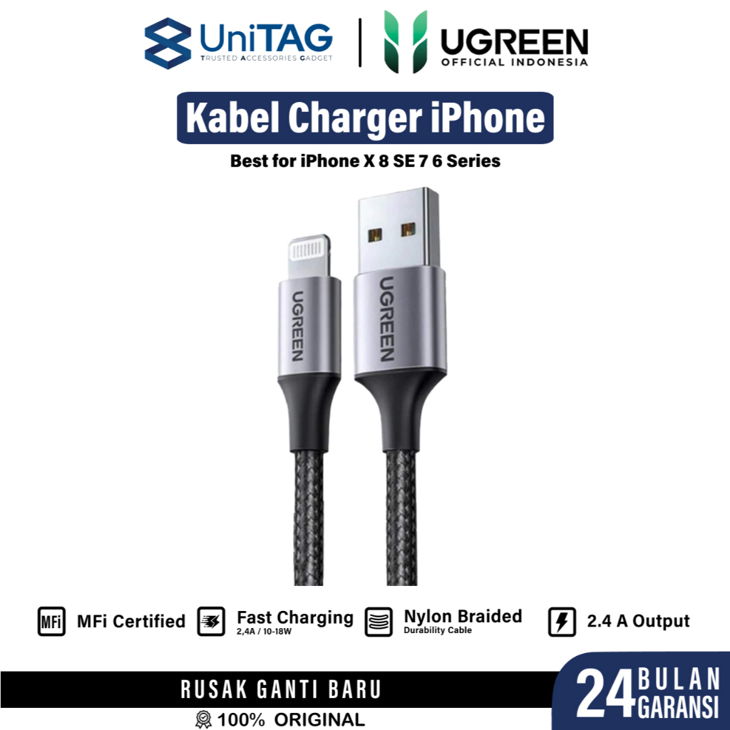 Jual UGREEN Kabel Data Fast Charging iPhone XR XS Max X 8 SE 7 6 Plus ...