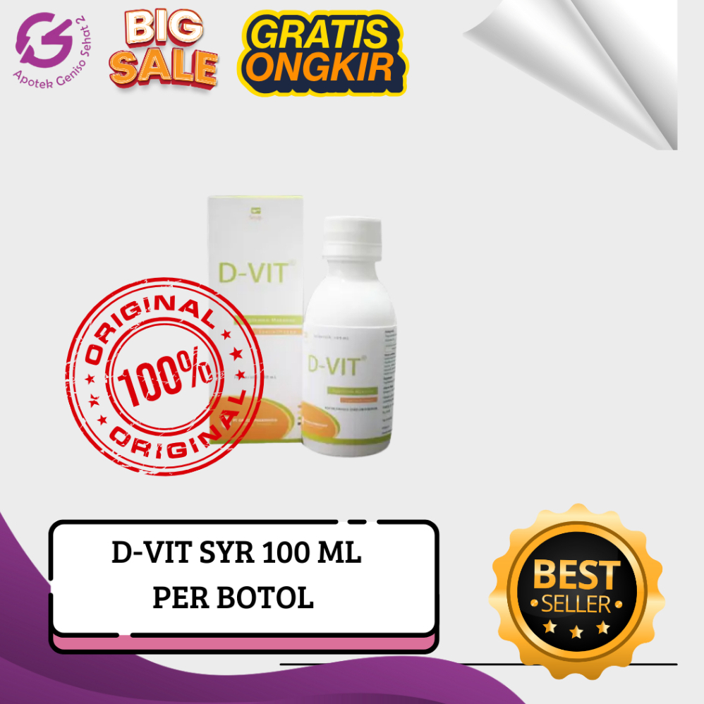 Jual D-VIT SIRUP VITAMIN D3 @100ML - 400 IU PER 5 ML SUPLEMEN NUTRISI ...