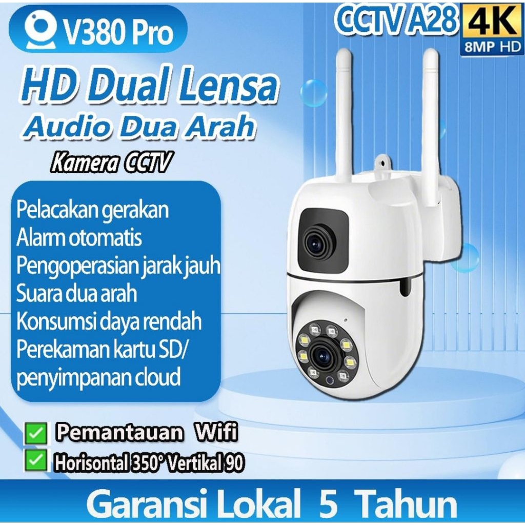Jual CCTV Outdoor Dual Camera V380 Wifi bisa menempel Dinding atau ...