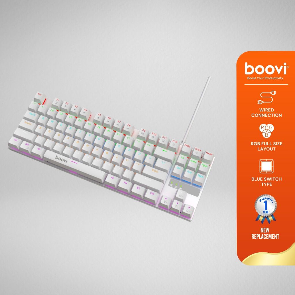 Jual BOOVI K350 Mechanical Gaming Keyboard LED RGB Layout 87 Keys TKL ...