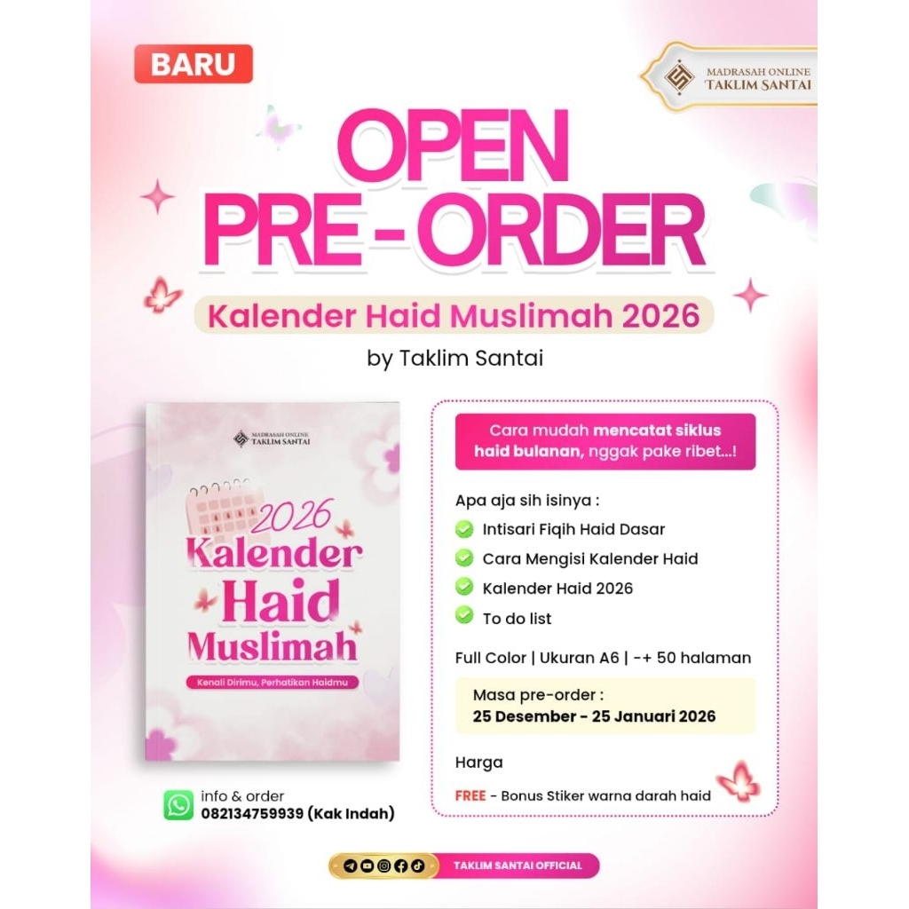 Jual Buku Kalender Haid Muslimah by Taklim Santai | Shopee Indonesia
