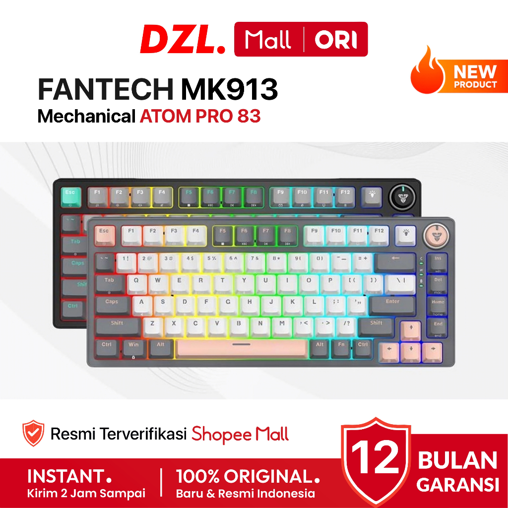 Jual DZL - FANTECH MK913 ATOM PRO83 Keyboard Mechanical 83 Keys RGB Hot ...