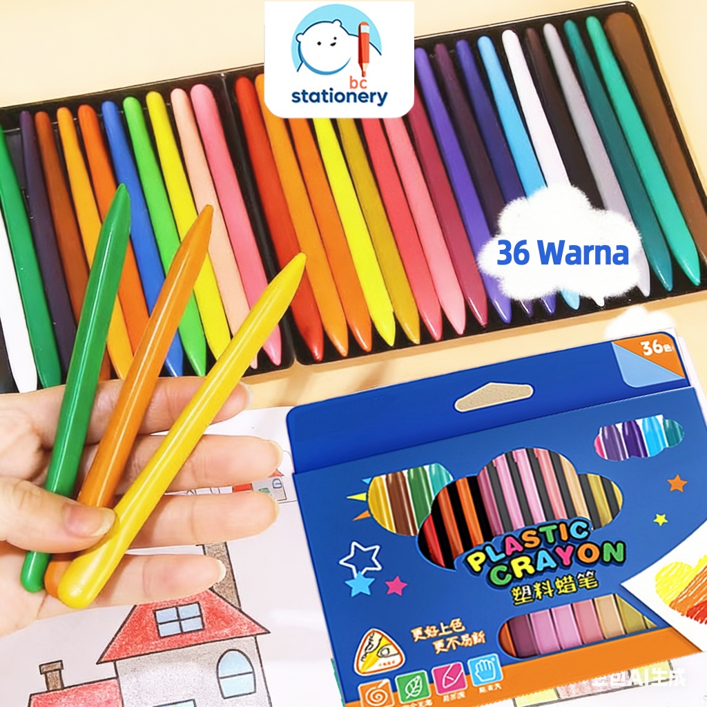 Jual BC Crayon Set 12/24/36 Warna Krayon Plastik Crayon Anti Air Dan ...