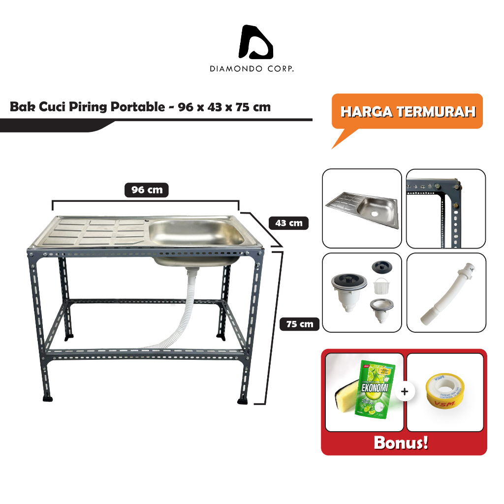 Jual Bak Cuci Piring Portabel Wastafel Portable Sink Portable Stainless ...