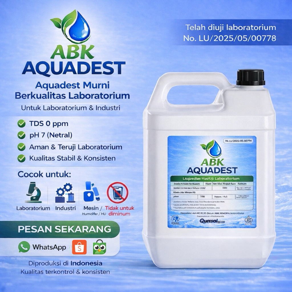 Jual Aquadest Aquadest Distilled Water Air Suling 5 Liter | Shopee ...