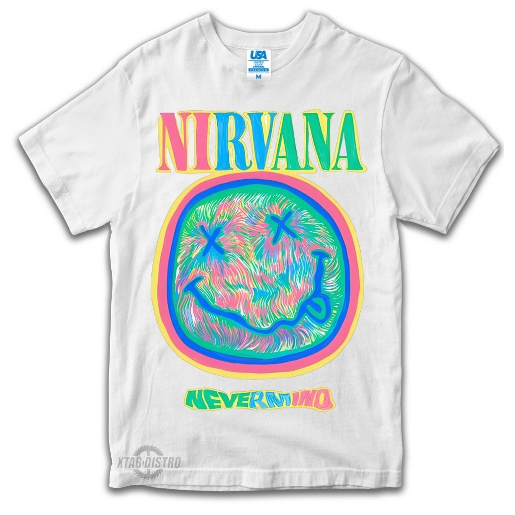 Jual Kaos NIRVANA PUTIH - NEVERMIND COLORFUL SMILEY FACE kaos band ...