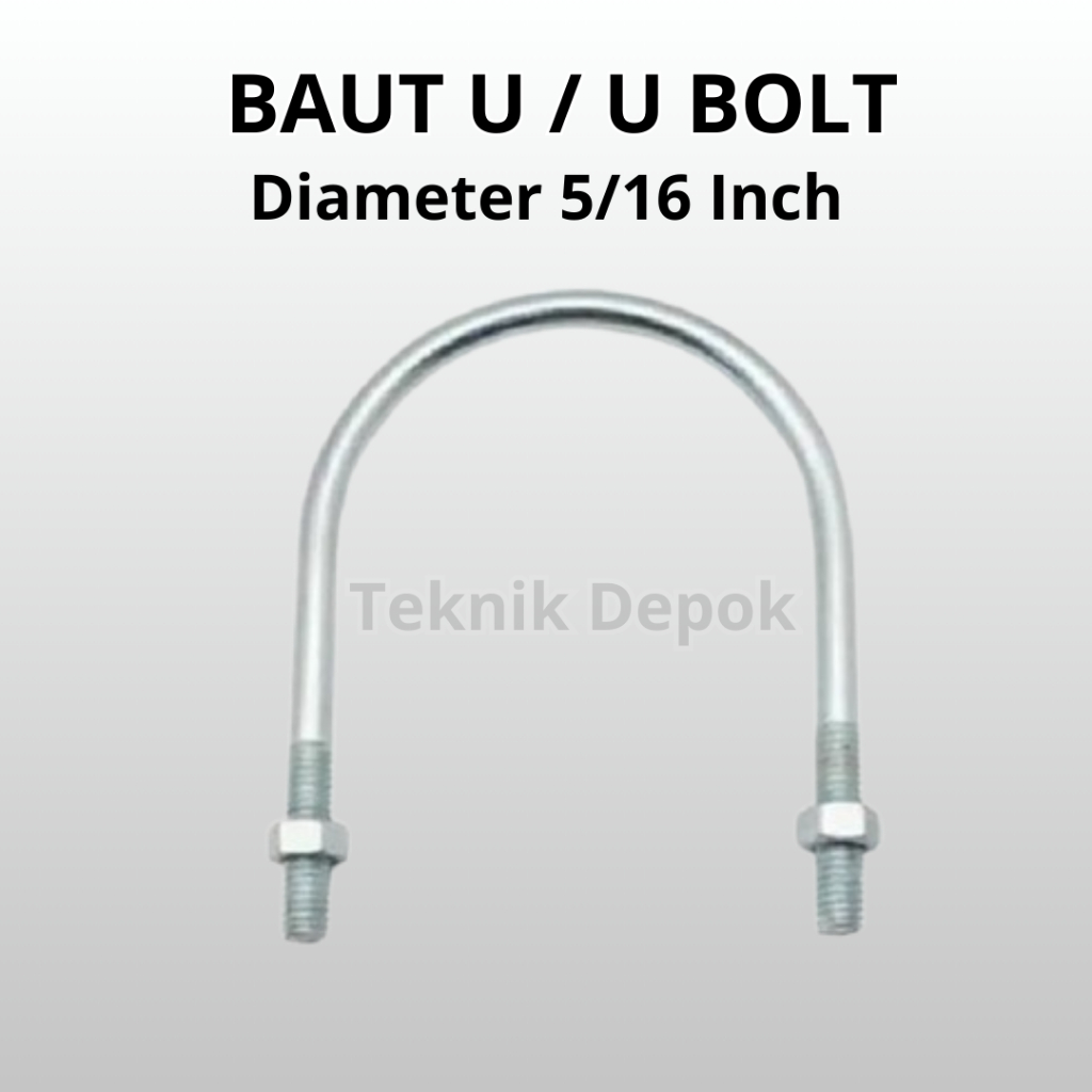 Jual Perbuah Baut U 5/16 x 2 1/2 inch Galvanis Klem Pengencang Pipa 2 ...