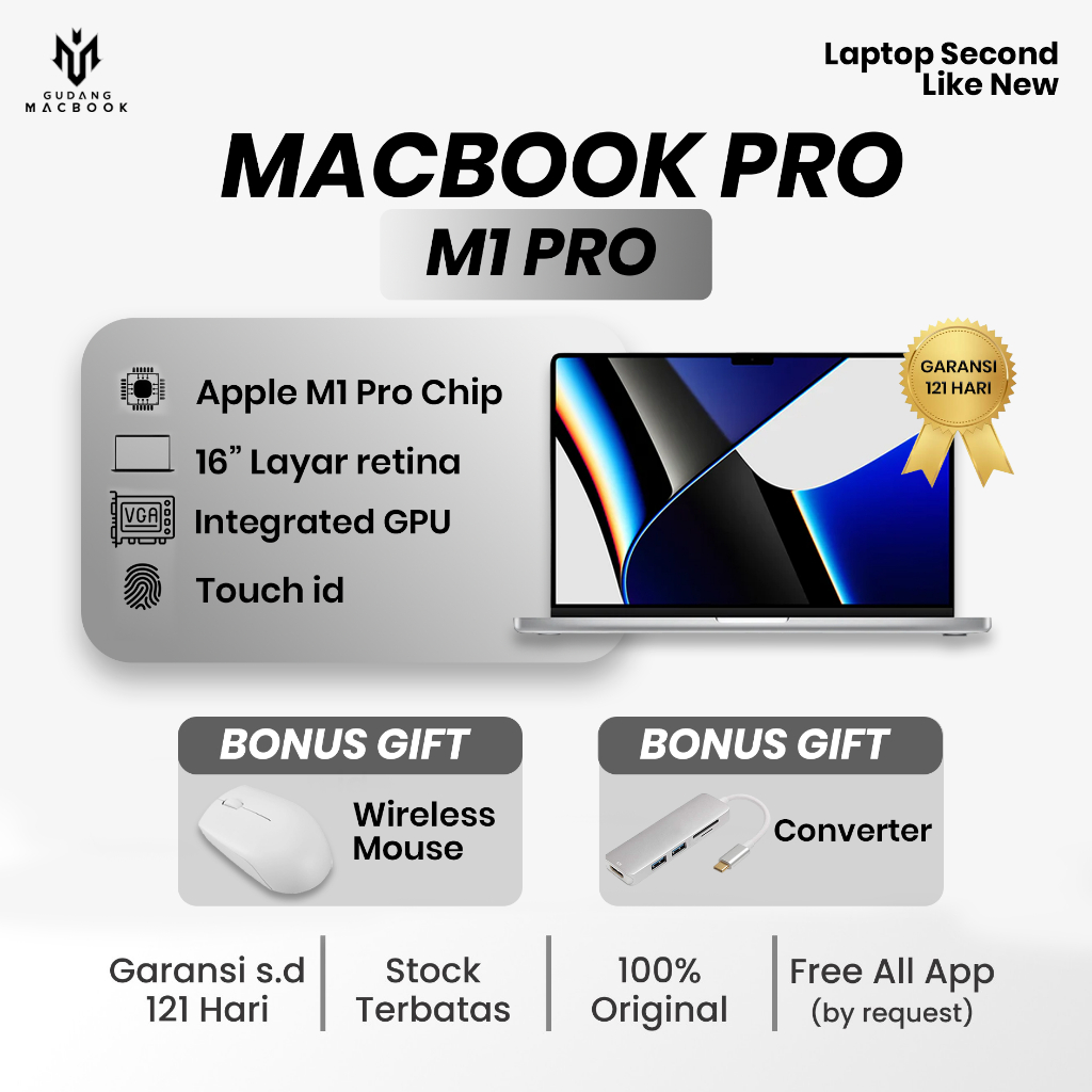 Jual Macbook Pro M1 Pro 2021 16inch Ram 16/512GB Original Like New ...