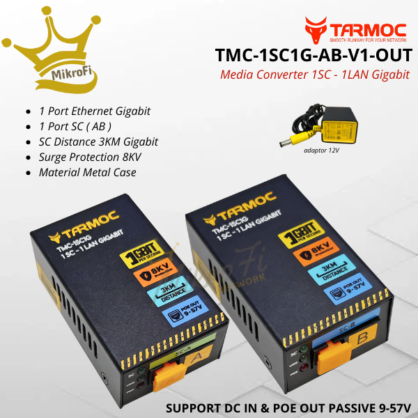 Jual Tarmoc TMC-1SC1G-P-V1-OUT | Media Converter 1FO 1LAN / 1 FO 1 LAN ...