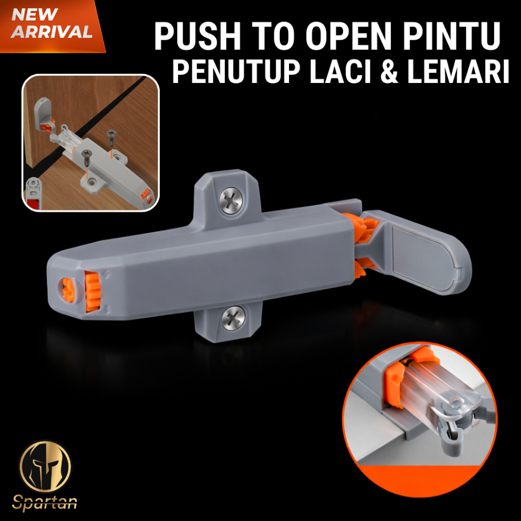 Jual Push To Open Penahan Pintu Laci Lemari Kabinet Tip On Hitam / Abu ...