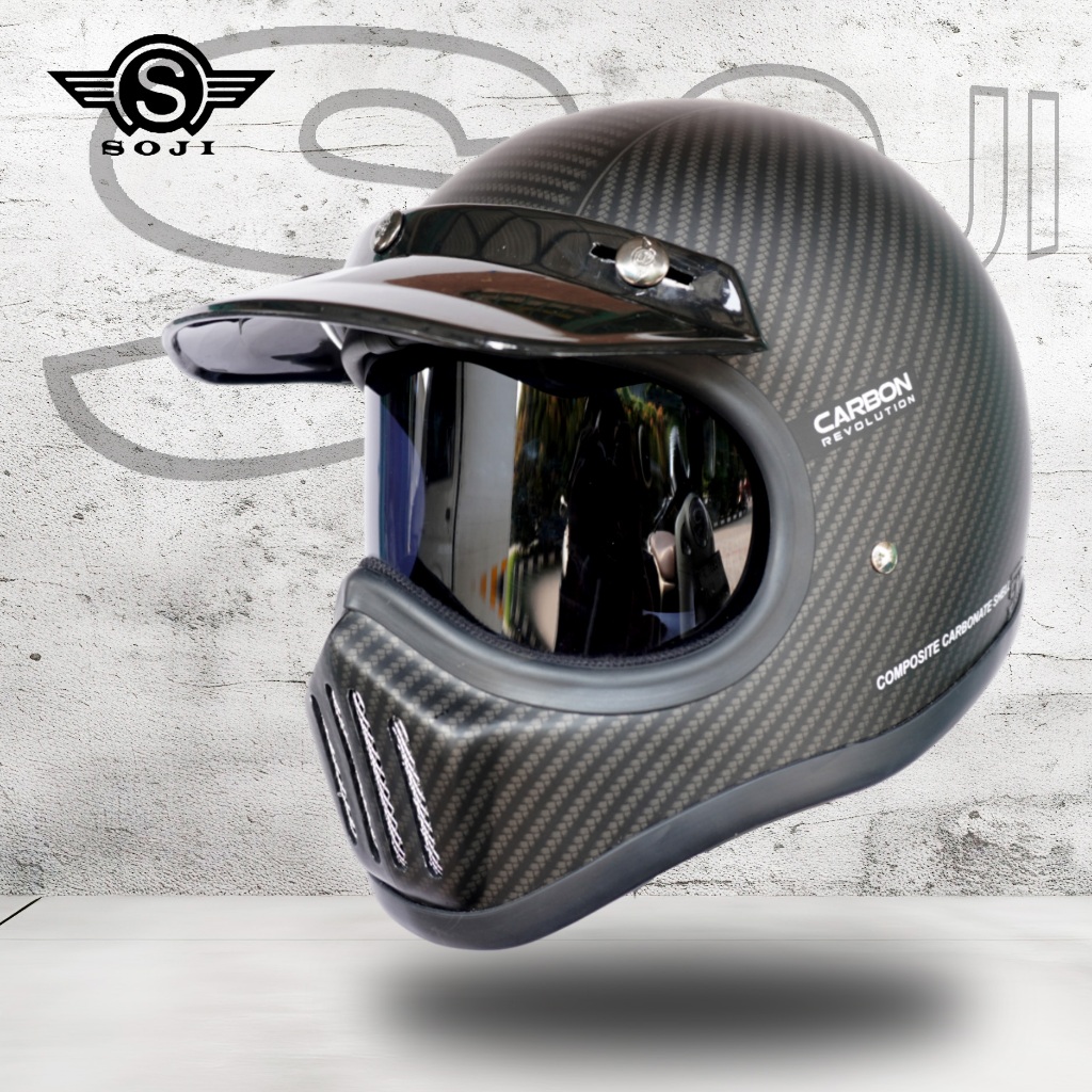 Jual SOJI Helm Cakil Full Face Carrbon, Flame Api Justin dan Polos ...
