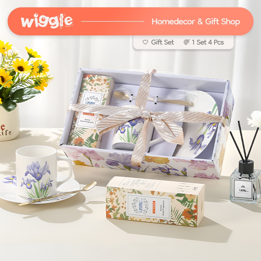 Jual Wiggle Premium Tea Cup Gift Set Box Reed Diffuser Hampers Lebaran ...