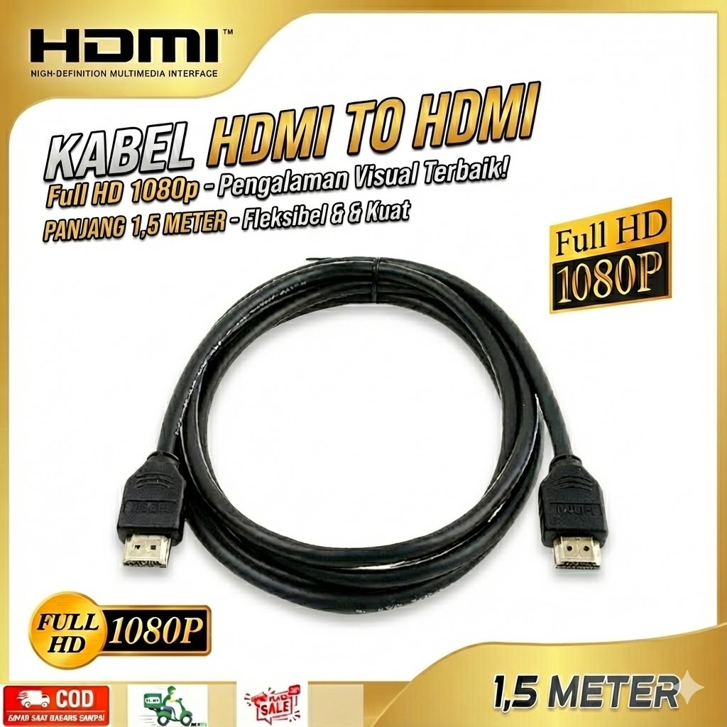 Jual KABEL HDMI 1.5M STANDARD / HDMI 1.5 METER UNTUK SET TOP BOX CCTV ...