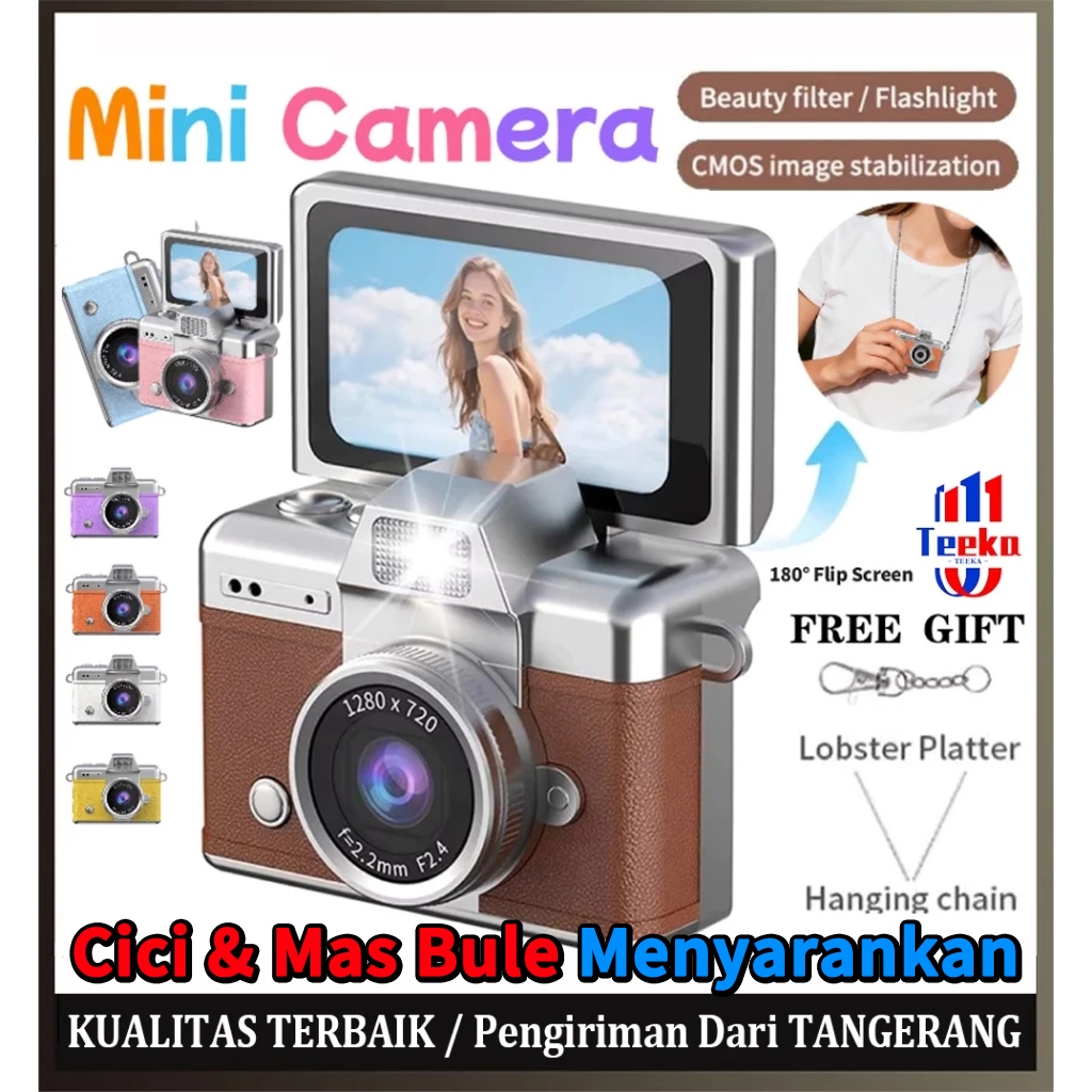 Jual TEEKA 75MP Mini Flip Digital Camera 1080P Vlog Kamera Kalung ...