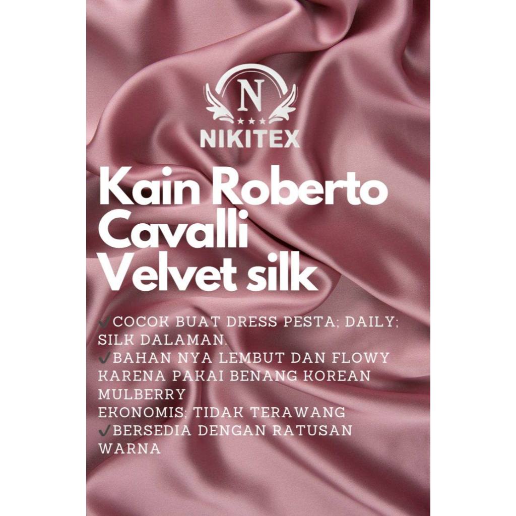 Jual (Harga per 50cm) Kain Satin Velvet Silk Robertoo Cavaalli Velvet ...