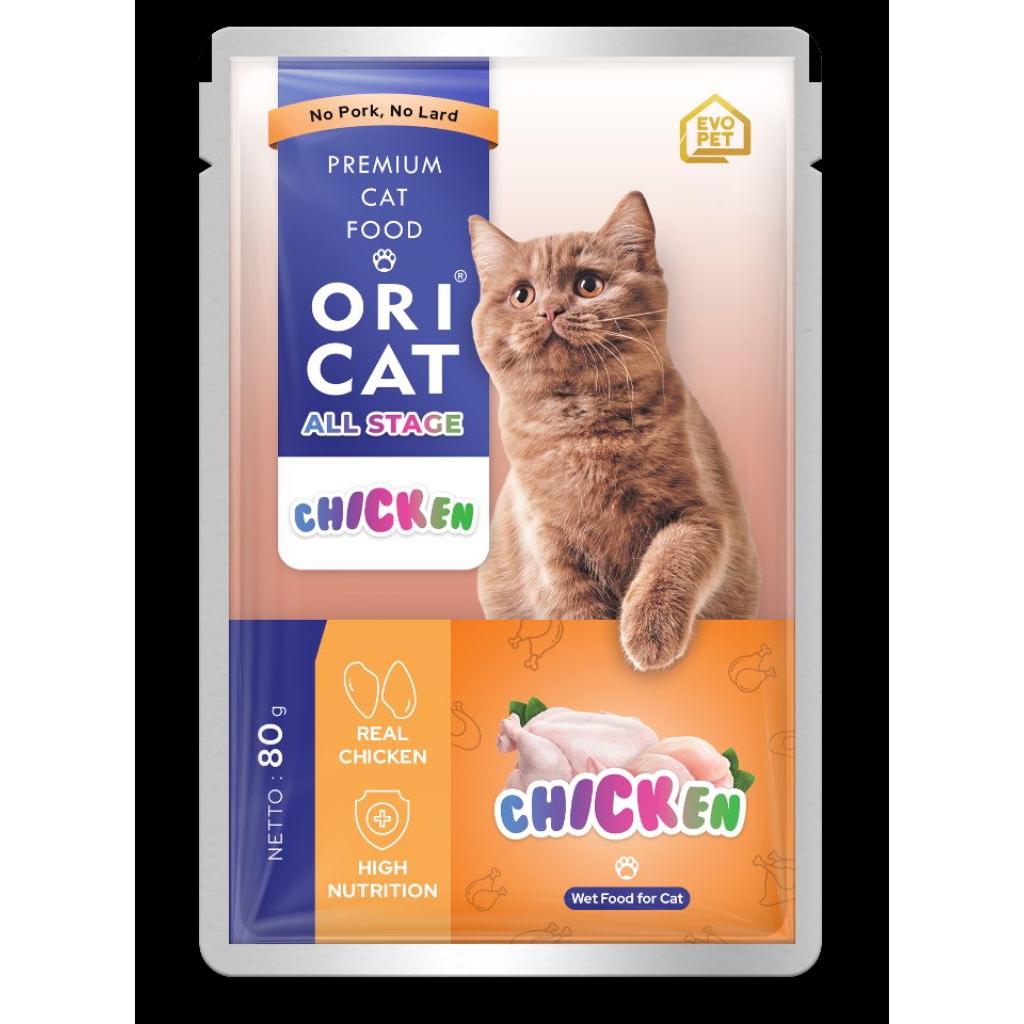 Jual Oricat Ori Cat Pouch Sachet 80gr chicken allstage | Shopee Indonesia
