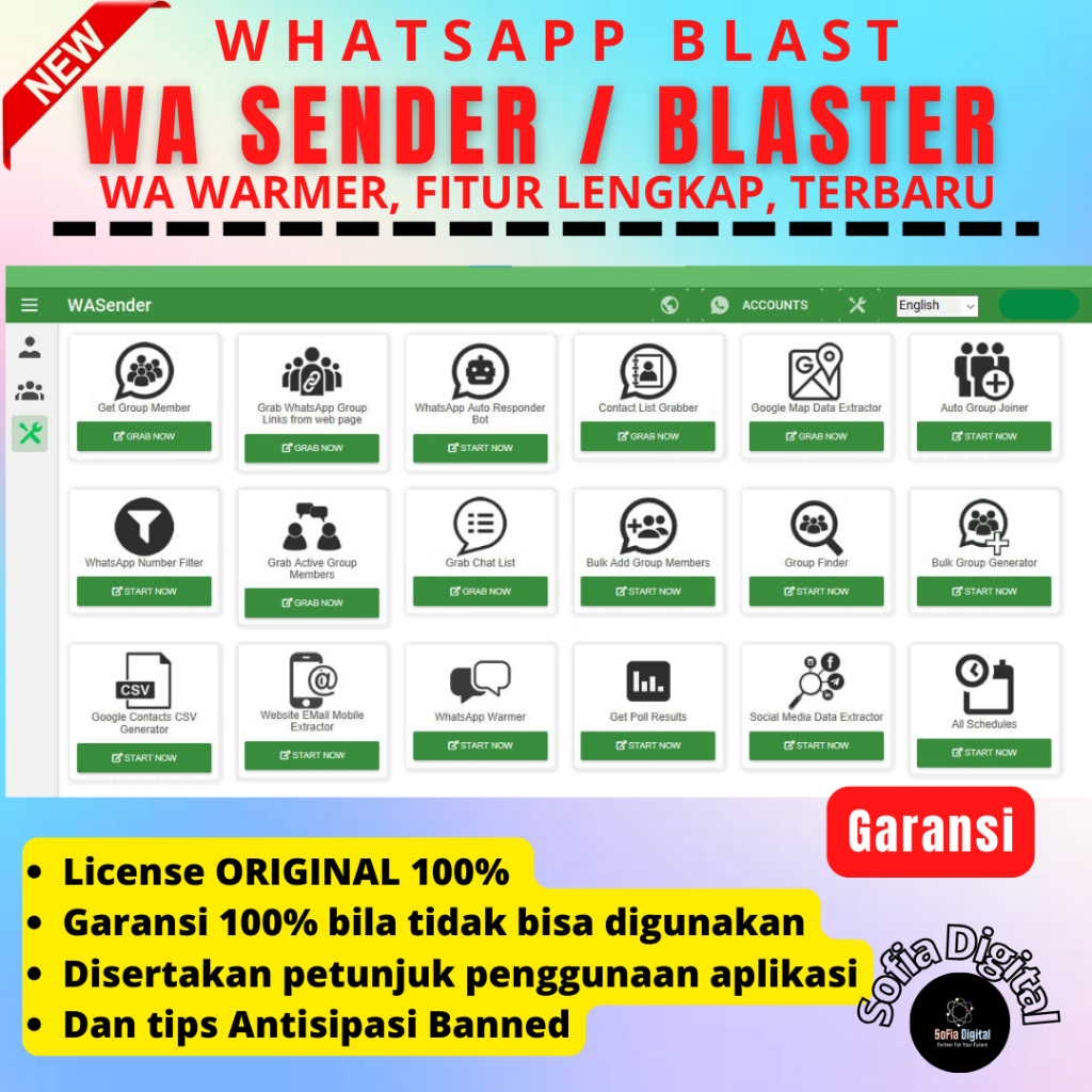 Jual WA SENDER PRO versi 5 (ORIGINAL LICENSE) Wasender, Warmer, Blast ...