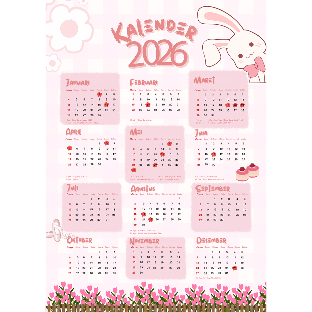 Jual Kalender 2026 Dinding A3 Tema Anak & Tema Simpel / Kalender ...