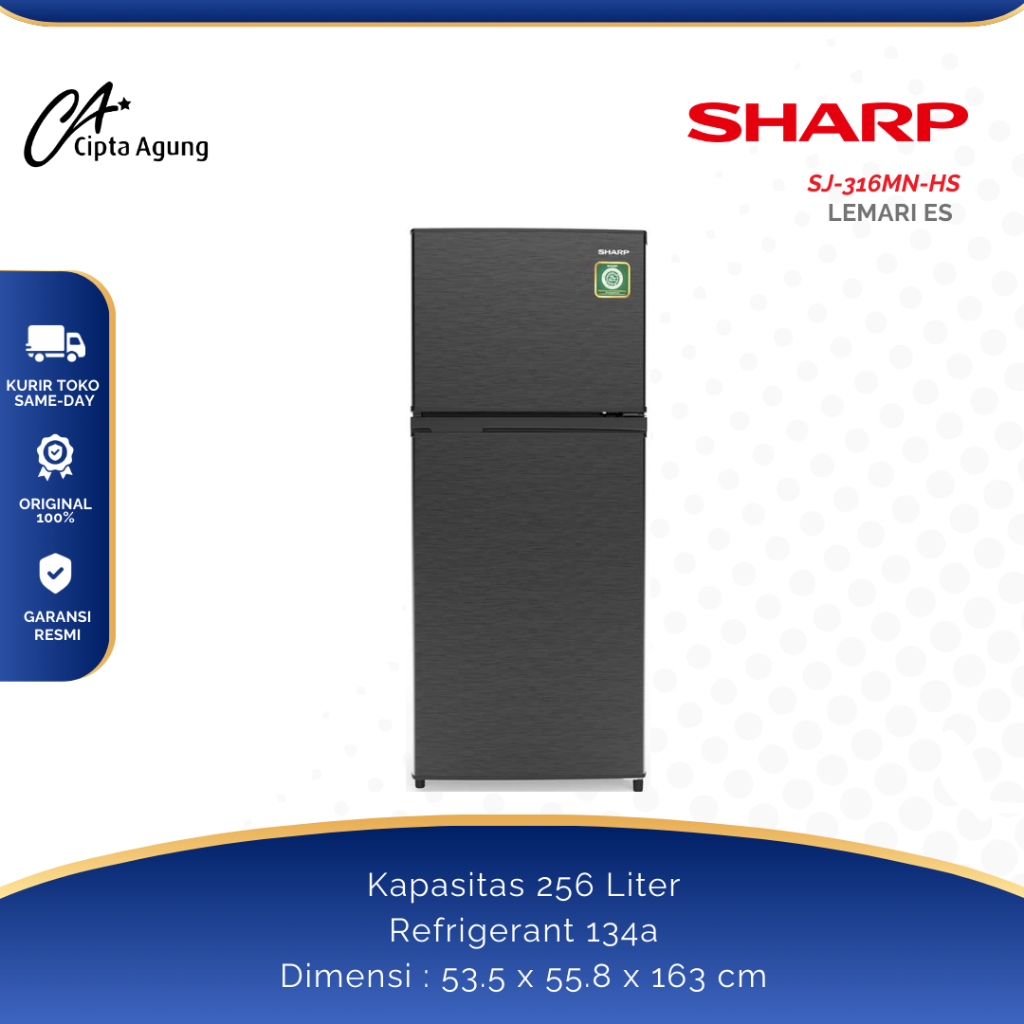 Jual SHARP KULKAS 2 PINTU 256 LITER SJ-316MN-HS SJ-316MNHS SJ316MNHS ...