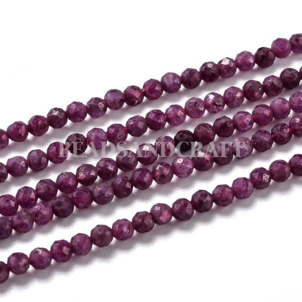 Jual Natural red ruby corundum faceted round beads | manik batu alam ...