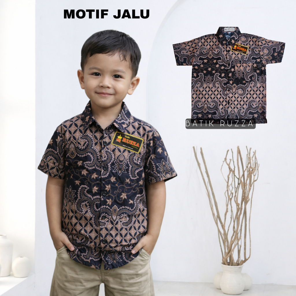 Jual RUZZA Kemeja Batik Anak Laki Ukuran 0-15 Tahun Motif Modern Taro ...