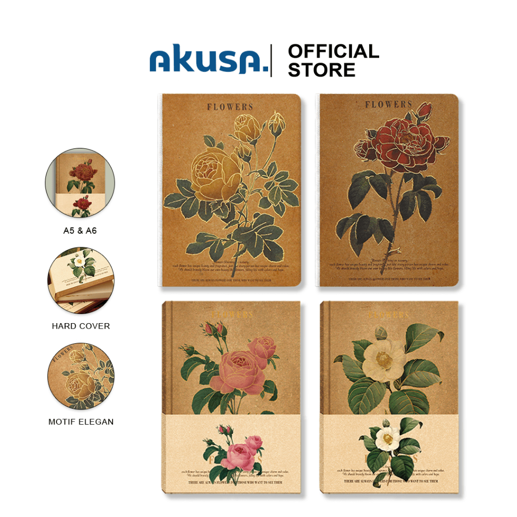 Jual AKUSA A5/A6 Hard Cover Book Buku Diary Retro Vintage Buku Tulis ...
