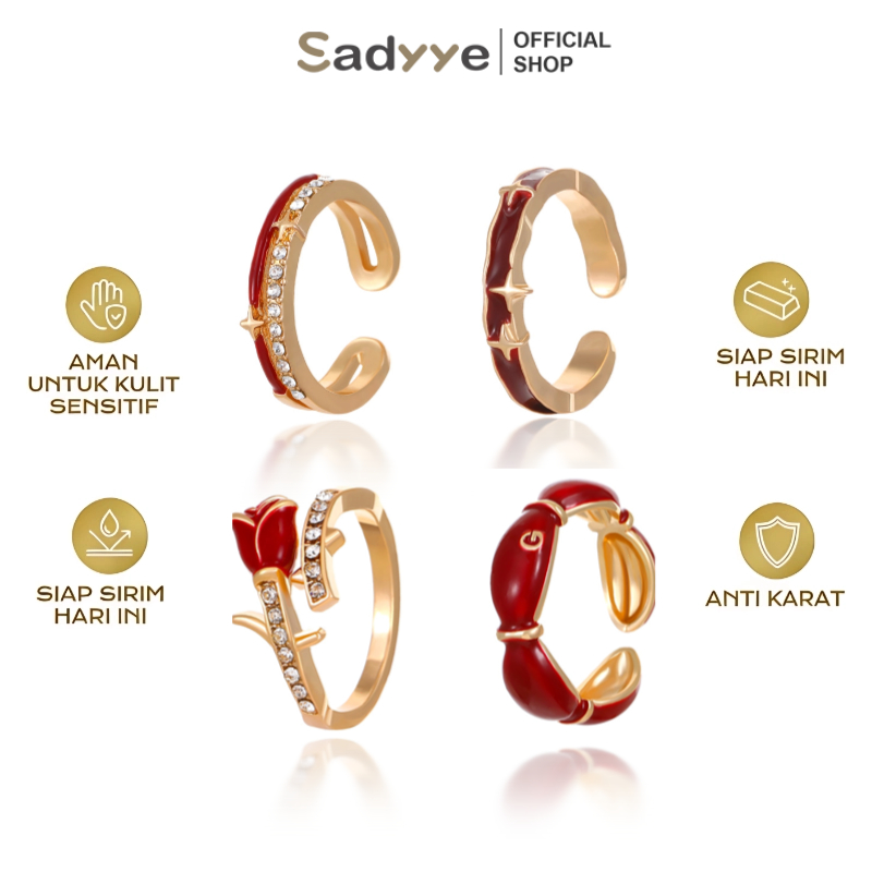 Jual Sadyye Cincin Titanium Mawar Zirkon Merah Temperamen Dapat ...