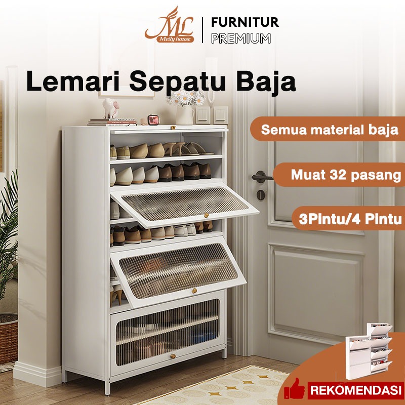 Jual Lemari Sepatu Baja Transparan Rak Sepatu Tertutup Shoes Cabinet ...