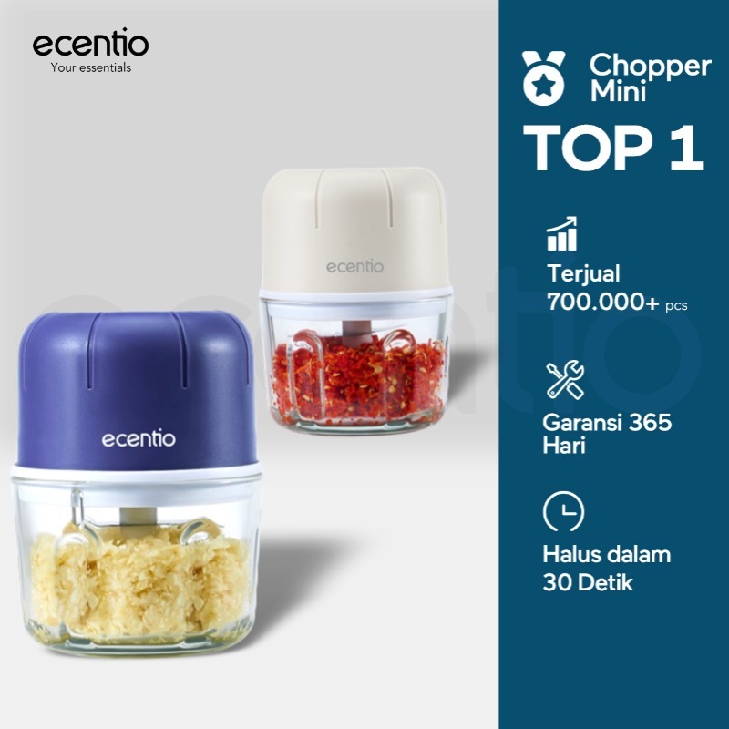 Jual ecentio Mini Chopper 6 mata pisau 250ml Portable kaca Blender Kaca ...