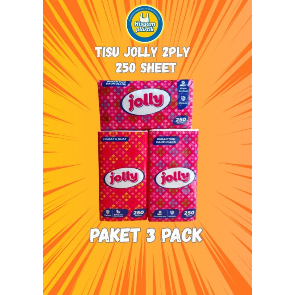Jual tisu jolly 250 sheet 2ply ,paket 3 pack | Shopee Indonesia