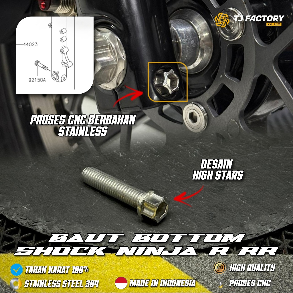Jual BAUT BOTTOM SHOCK NINJA R SS RR ZX Baut Pengunci as Roda Stainless ...