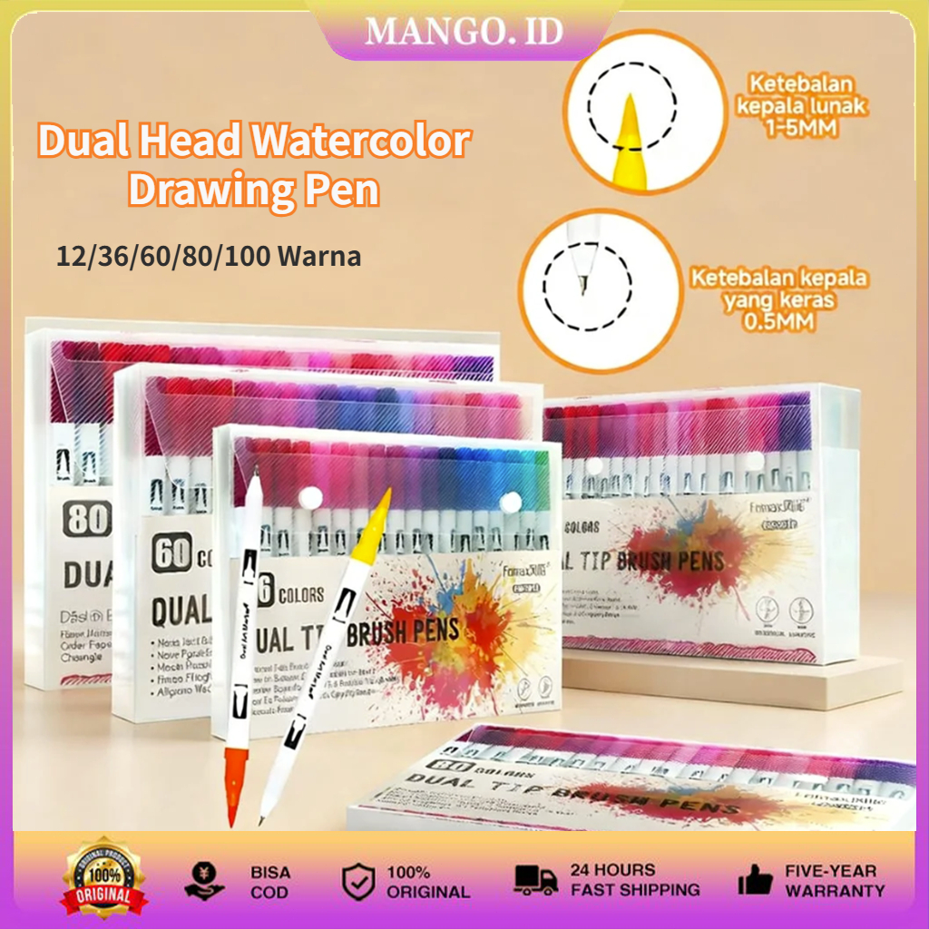 Jual Acrylic Marker Dual Head Watercolor Drawing Pen 12/36/60/80/100 ...