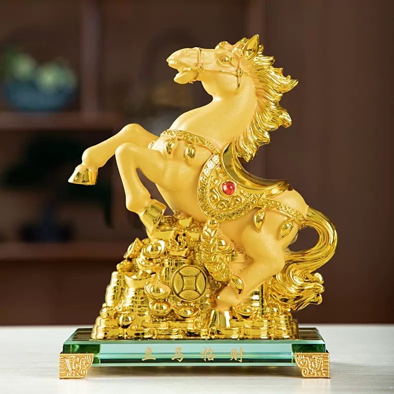 Jual Patung Kuda 2026 Pajangan Imlek Hiasan Dekorasi Fengshui Emas Kado ...