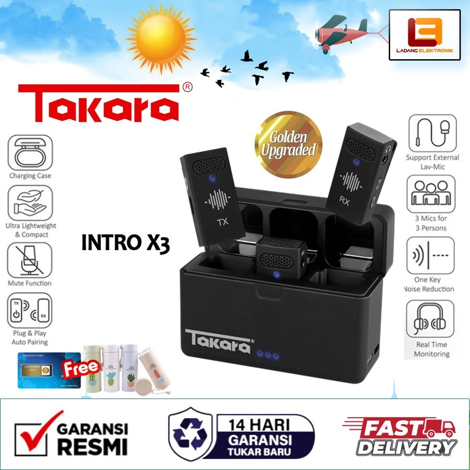 Jual Takara Intro X3 Digital Wireless Mic Microphone with Charging Case ...